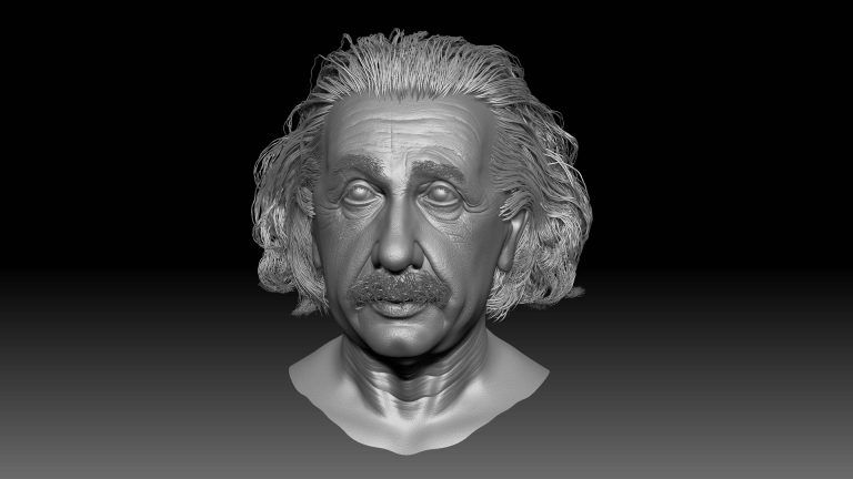 Albert Einstein 3D portrait for a hologram. Facial animation / rigging