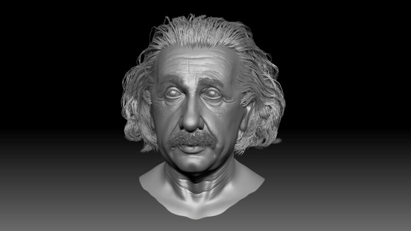 Albert Einstein 3D portrait for a hologram. Facial animation / rigging
