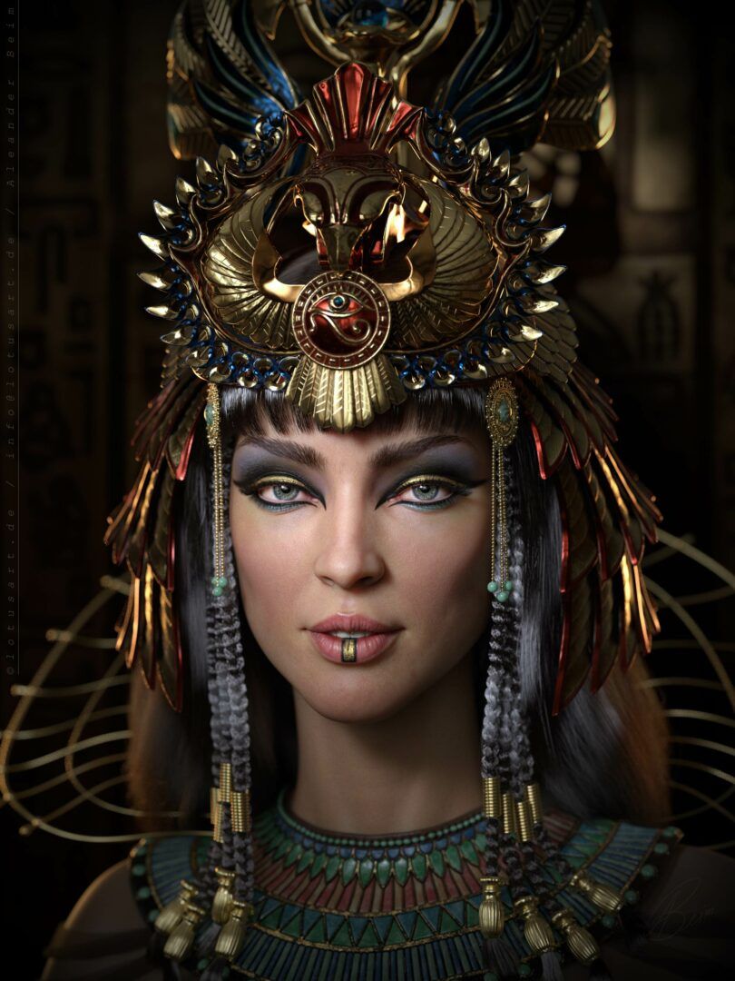 Cleopatra CG Character: Hyper-Realistic Historical Portrait.